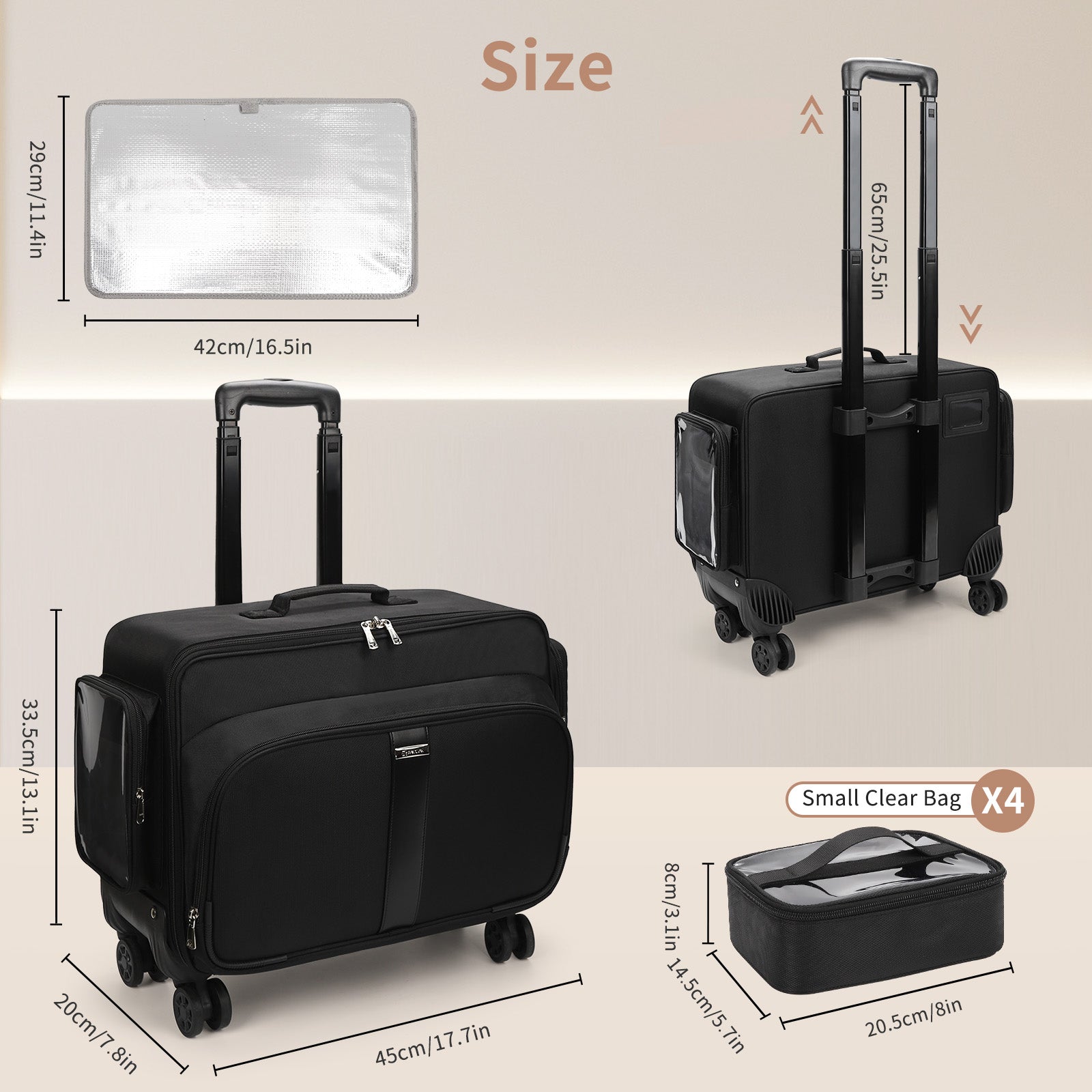 Rolling Extra Large Makeup Train Case with 4 wheels – Relavel