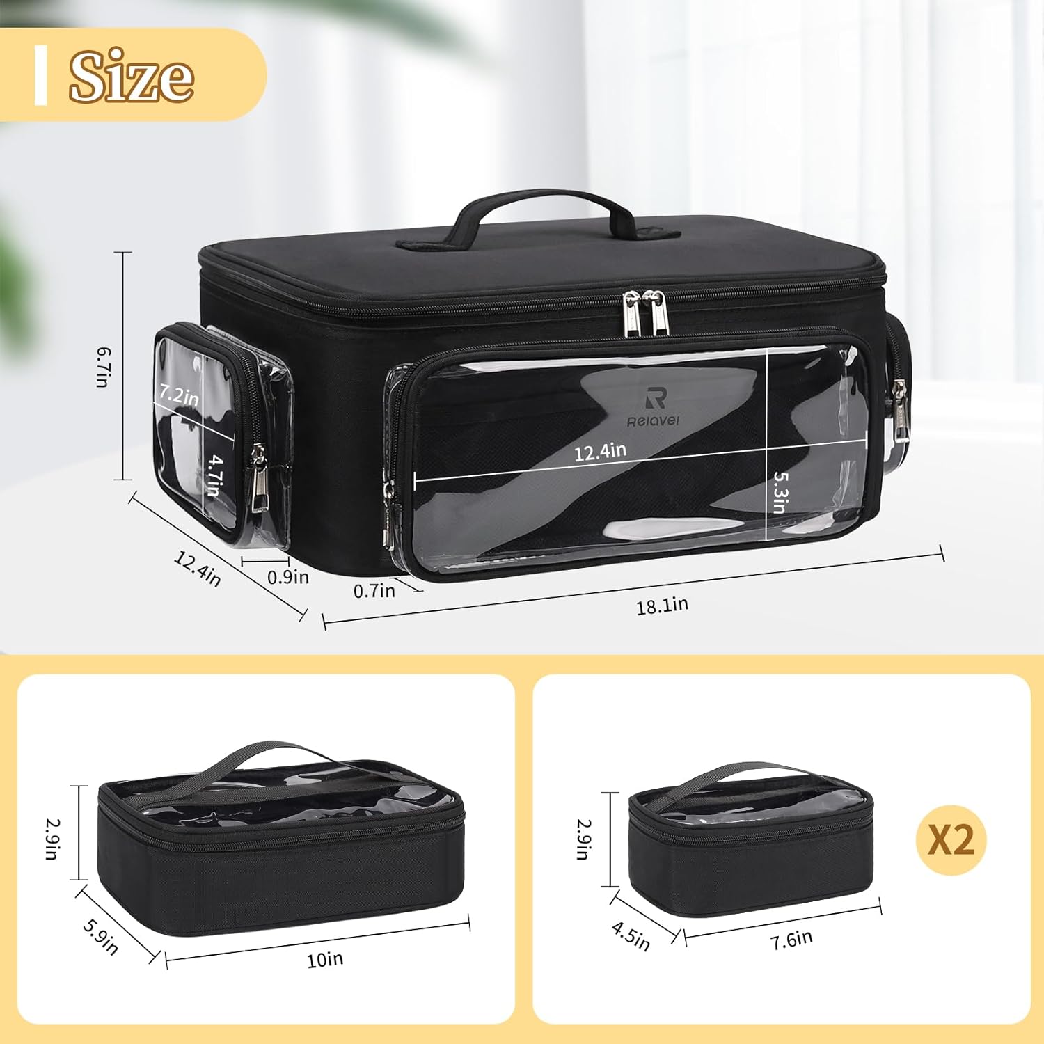 Rolling Extra Large Makeup Train Case with 4 wheels – Relavel