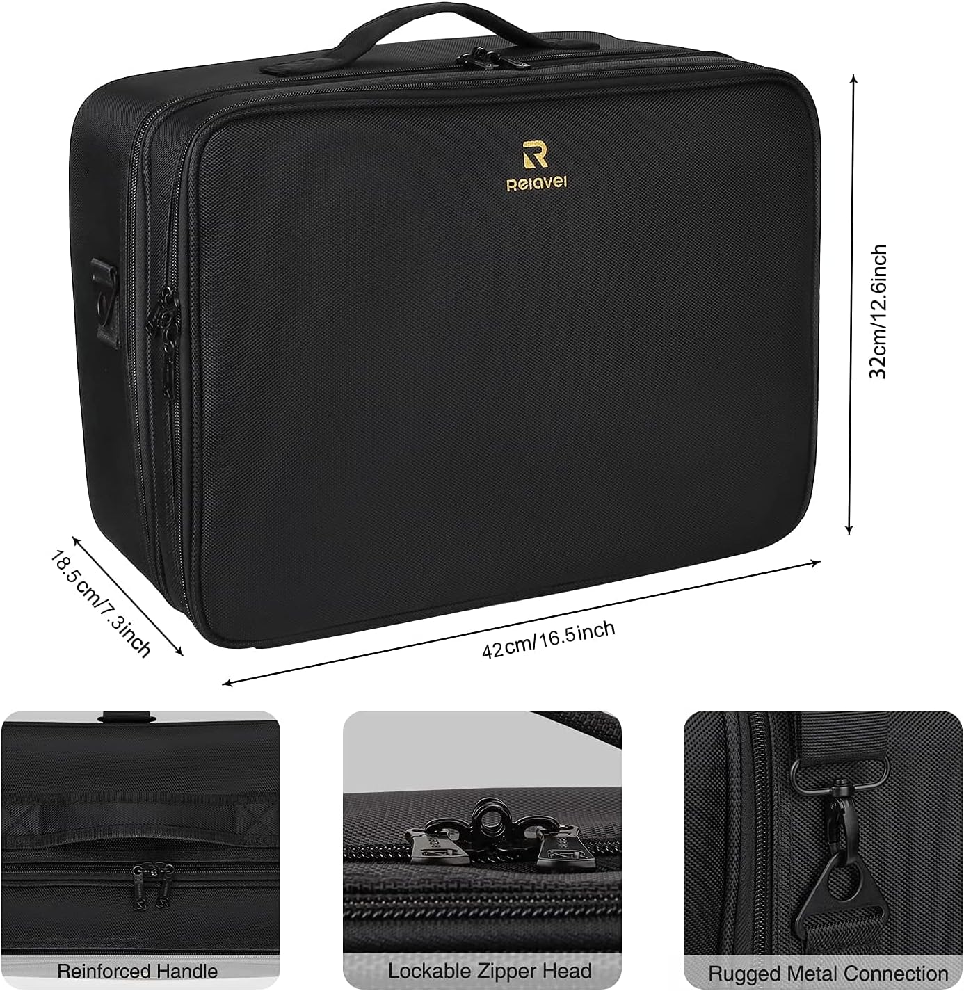 Black Extra Large Makeup Case – Relavel
