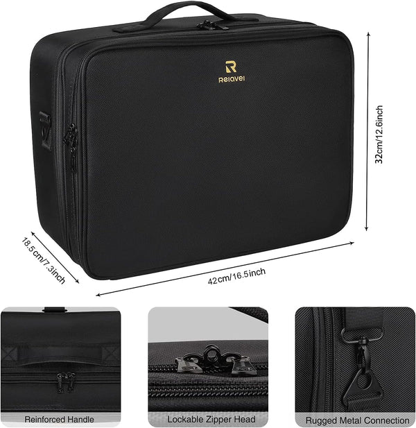 Black Extra Large Makeup Case – Relavel