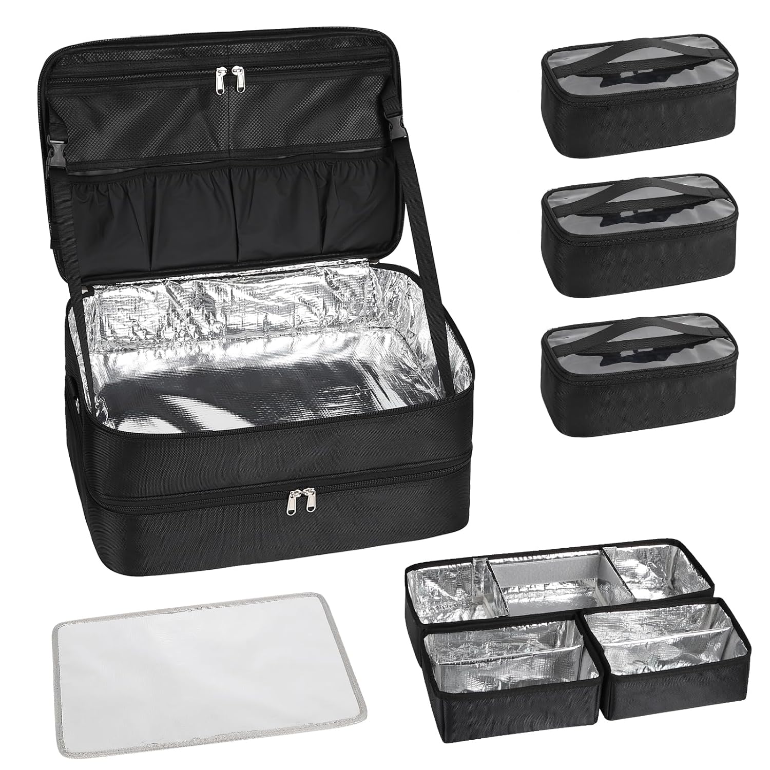 Double Layer Extra Large Makeup Case with 3 Detachable compartments an ...