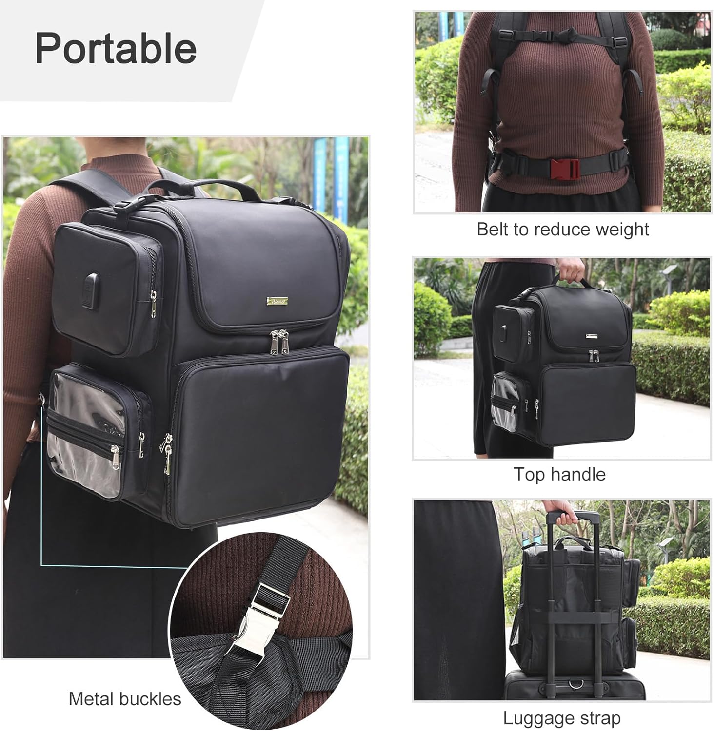 Hair Stylist Travel Makeup Backpack with Heat Insulation Full Layer ...