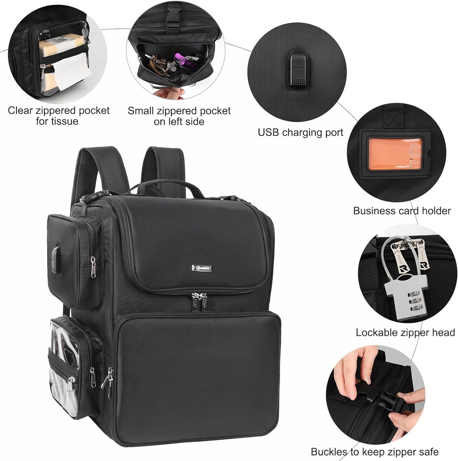 Hair Stylist Travel Makeup Backpack with Heat Insulation Full Layer ...