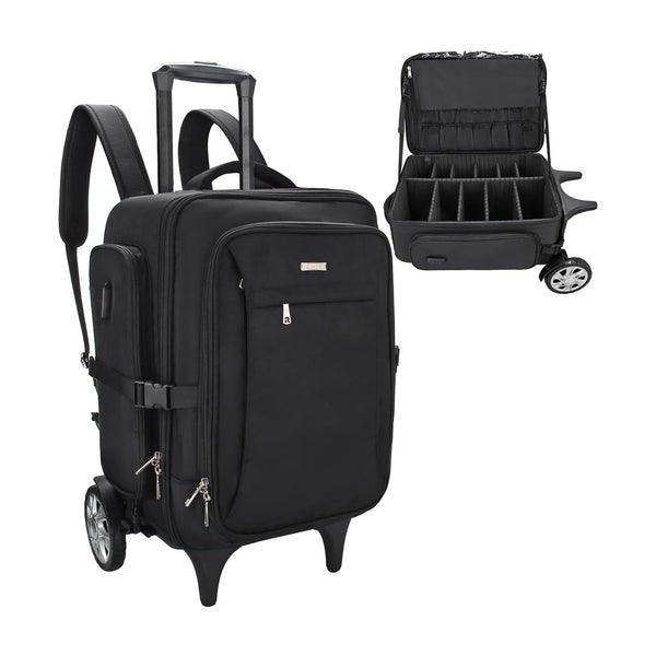 Rolling Black Super Large Professional Trolley Makeup Backpack – Relavel
