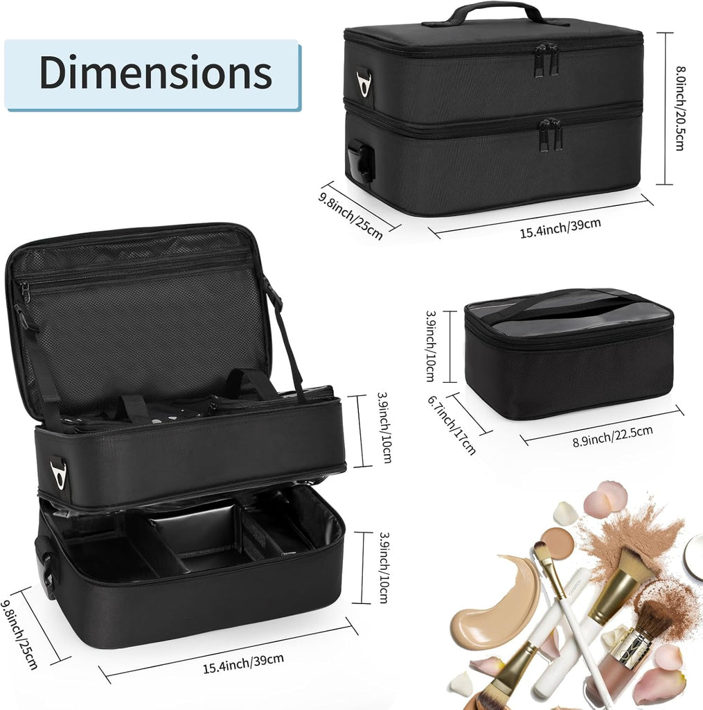 Professional Double Layer Large Travel Makeup Case – Relavel