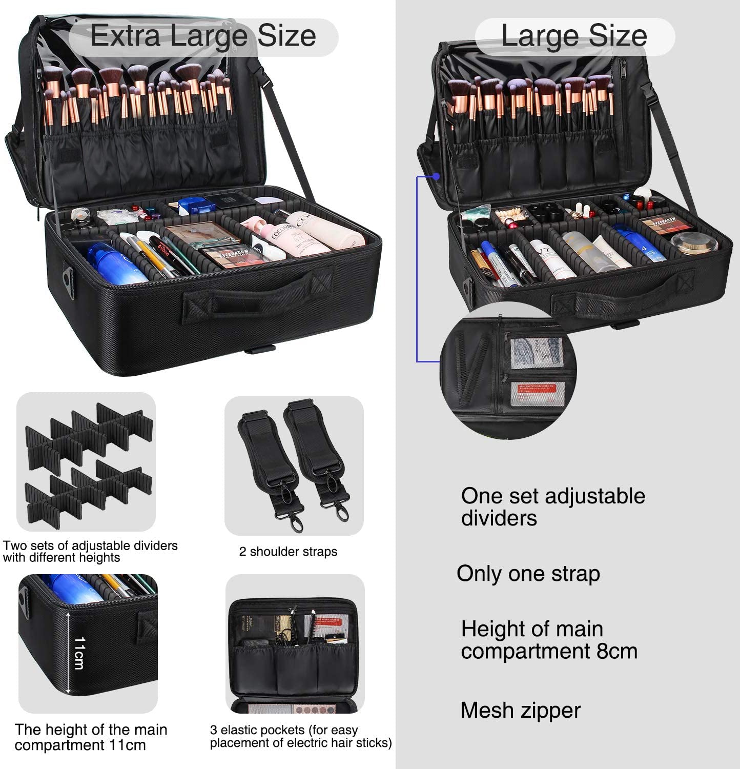 Black Extra Large Makeup Case – Relavel