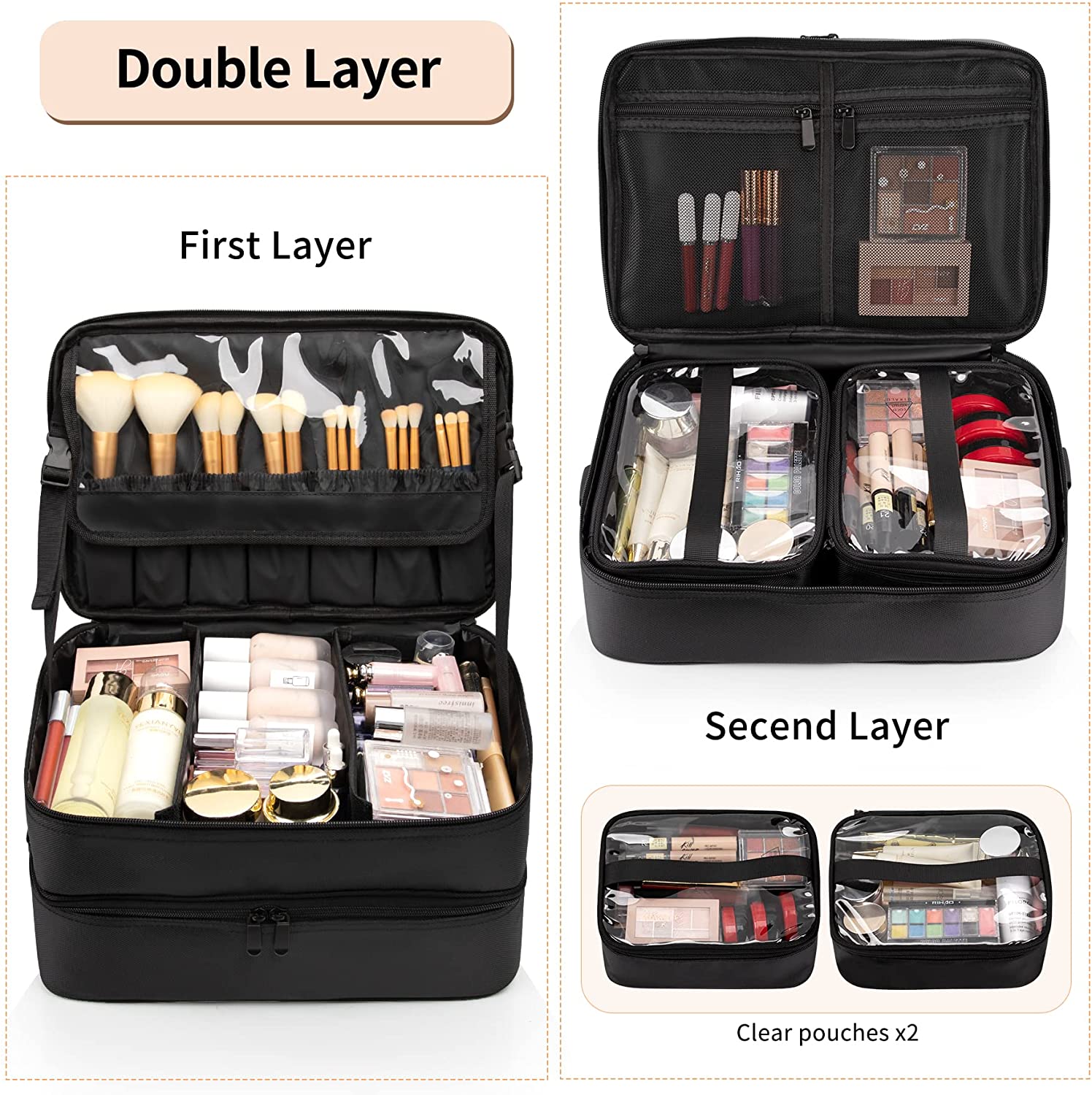 Large Makeup Train Case with a Large Makeup Travel Bag for Hairstylist ...