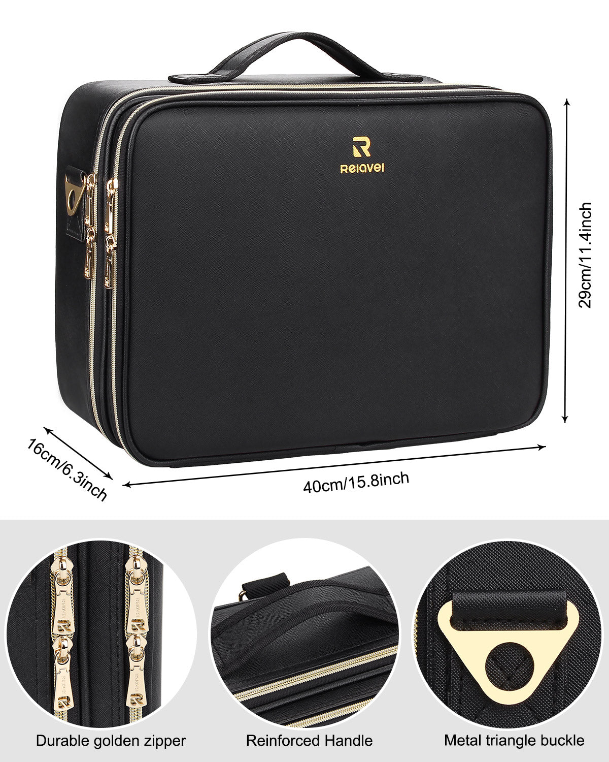 Leather Black Large Makeup Case – Relavel